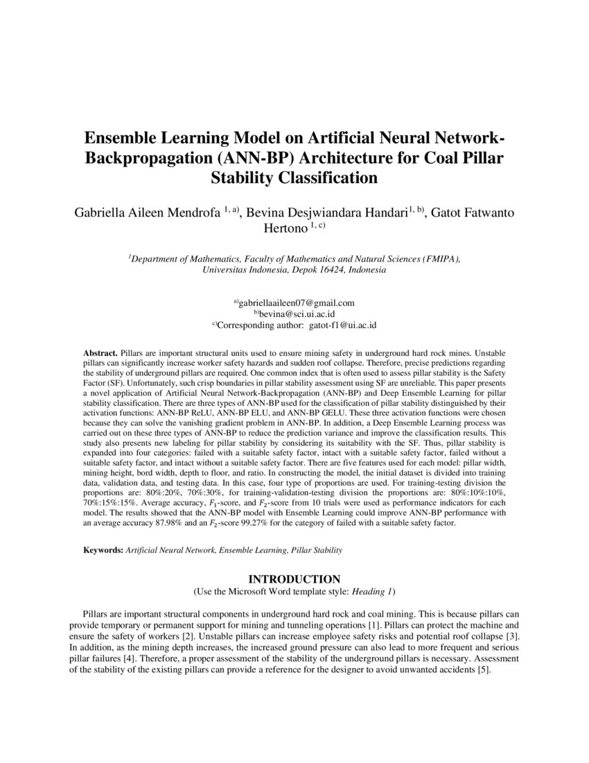 Ensemble Learning Model on Artificial Neural Network-Backpropagation ... Ensemble Learning Model on Artificial Neural Network-Backpropagation ...