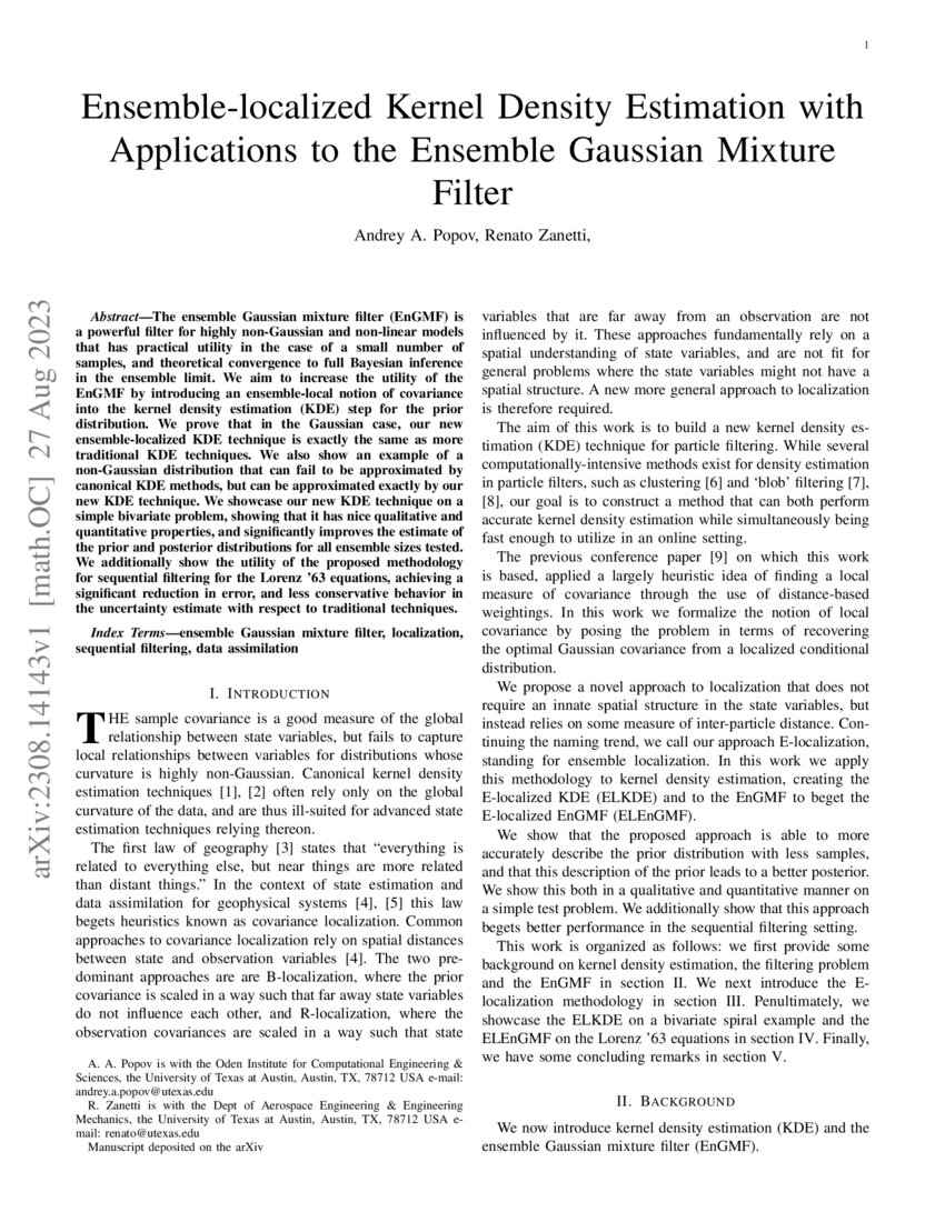 Ensemble Localized Kernel Density Estimation With Applications To The Ensemble Gaussian Mixture 