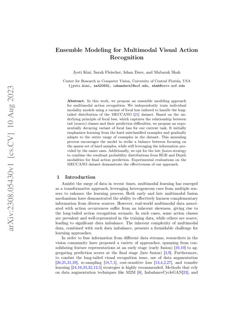 Ensemble Modeling for Multimodal Visual Action Recognition | DeepAI