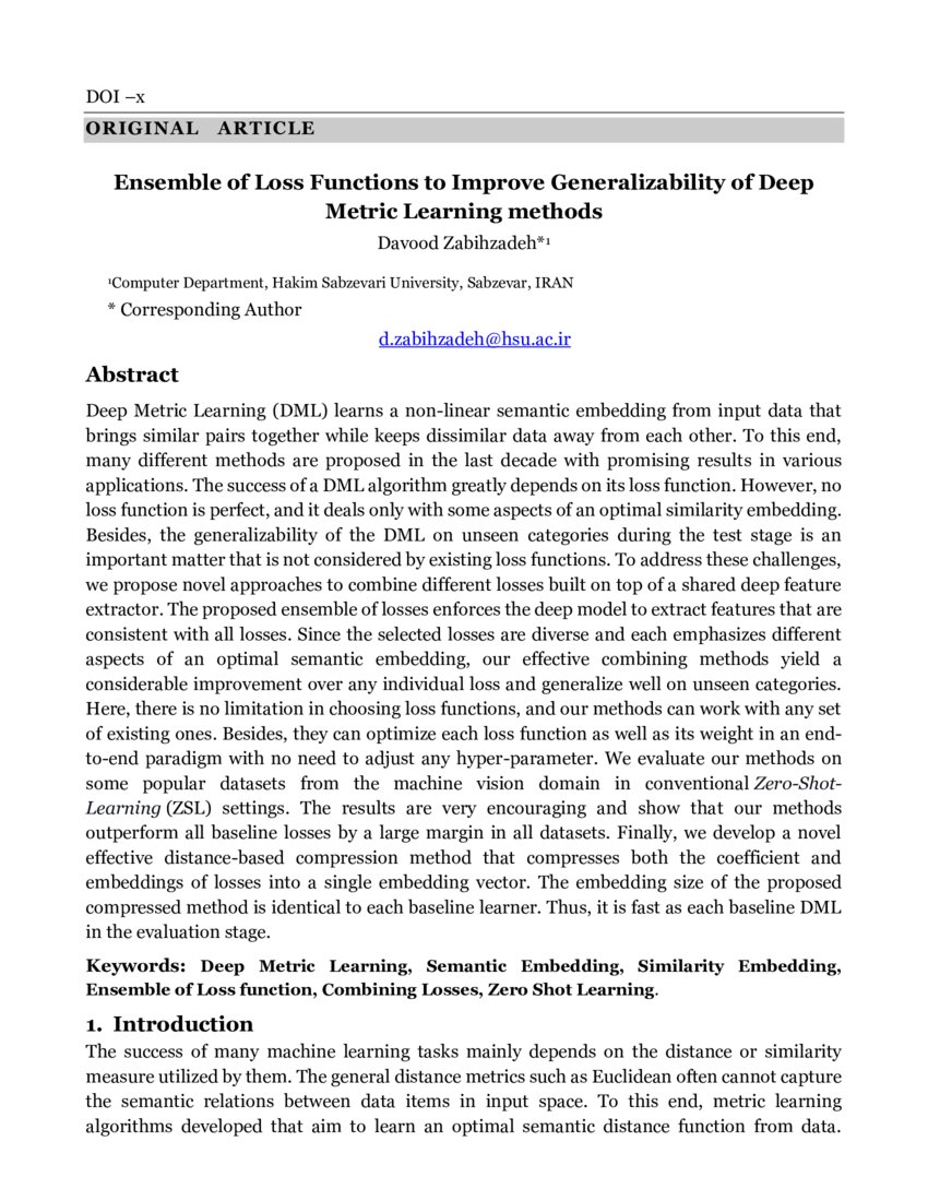 Ensemble of Loss Functions to Improve Generalizability of Deep Metric ...