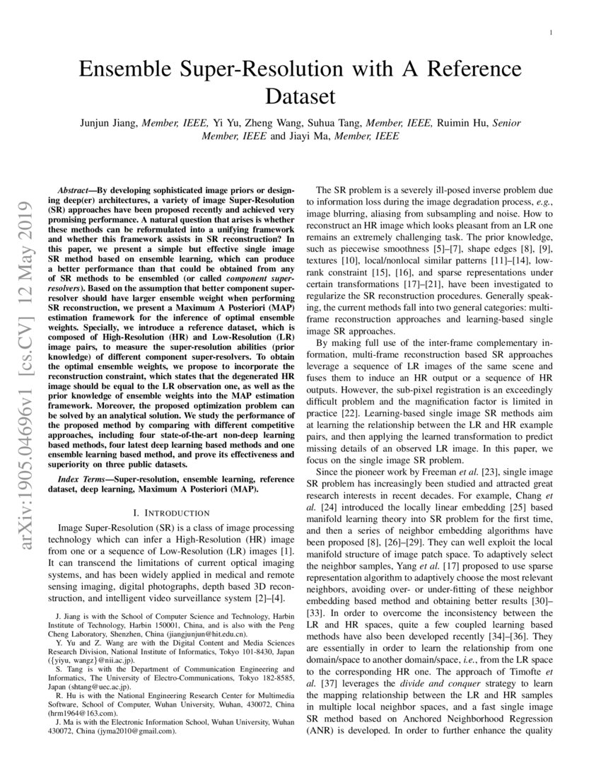 Ensemble Super-Resolution with A Reference Dataset | DeepAI