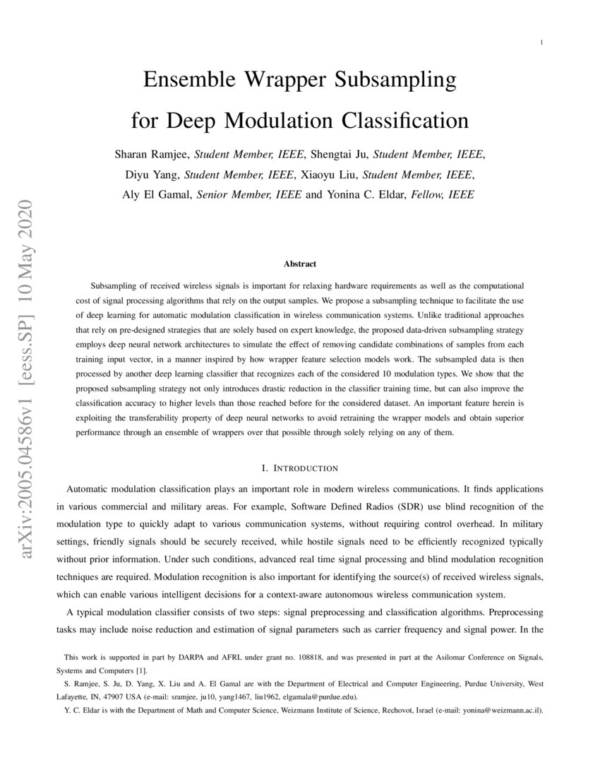 Ensemble Wrapper Subsampling for Deep Modulation Classification | DeepAI