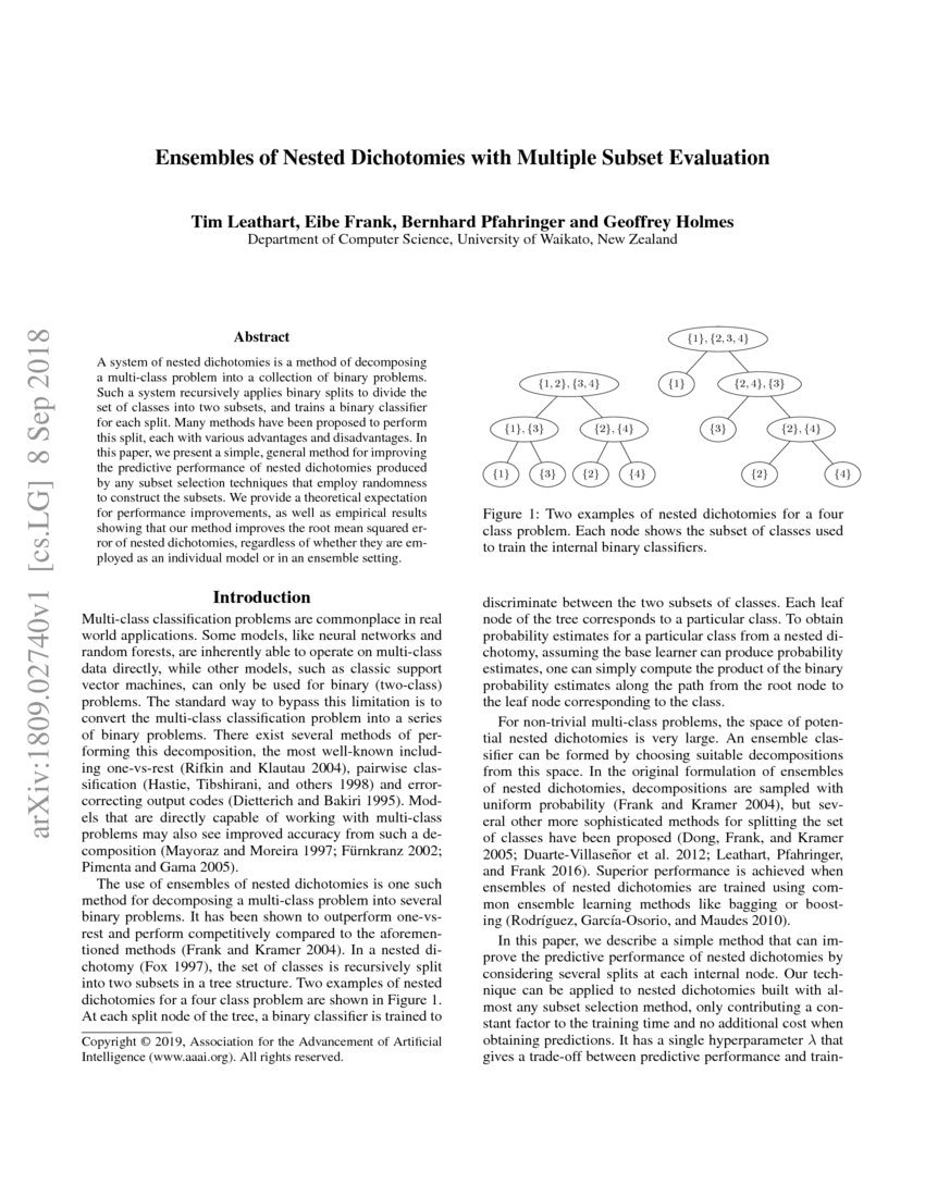 Ensembles of Nested Dichotomies with Multiple Subset Evaluation | DeepAI