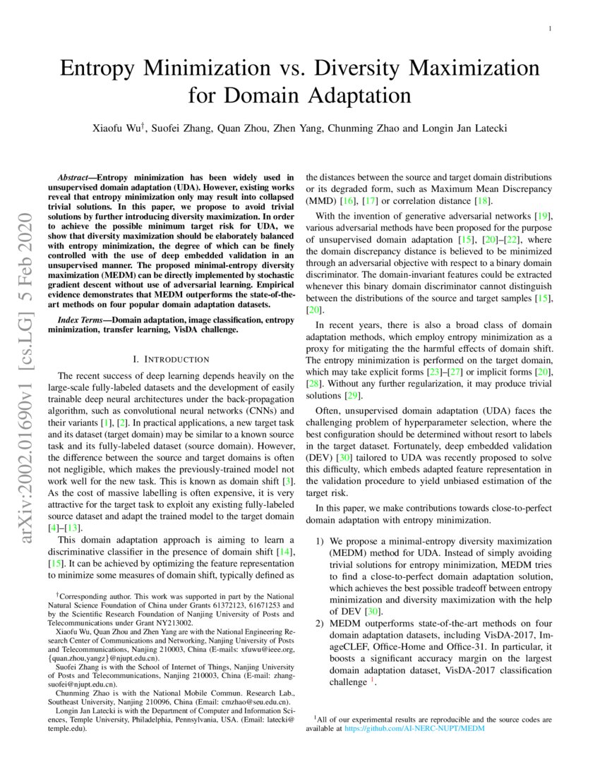 Entropy Minimization vs. Diversity Maximization for Domain Adaptation ...