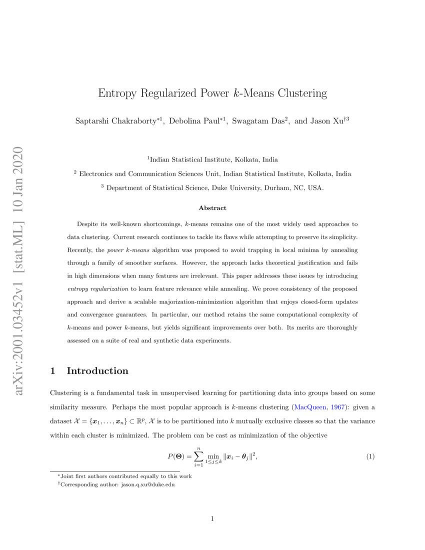 Entropy Regularized Power k-Means Clustering | DeepAI