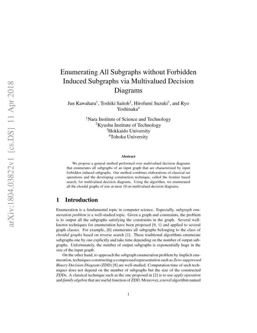 Enumerating All Subgraphs Without Forbidden Induced Subgraphs Via Multivalued Decision Diagrams