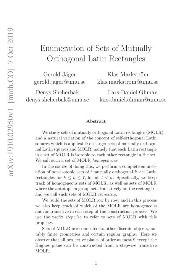 Enumeration Of Sets Of Mutually Orthogonal Latin Rectangles Deepai