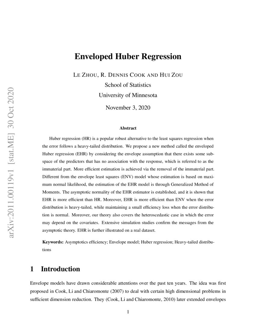 Enveloped Huber Regression | DeepAI