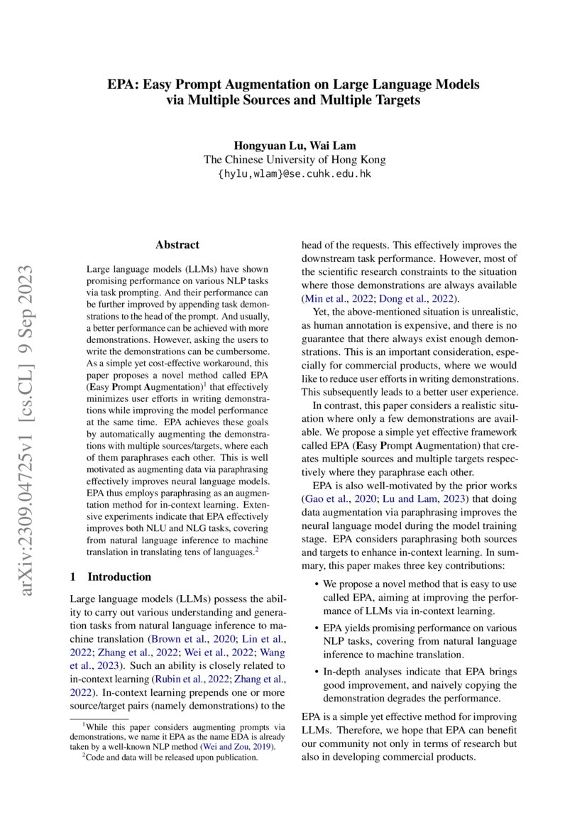 Epa Easy Prompt Augmentation On Large Language Models Via Multiple