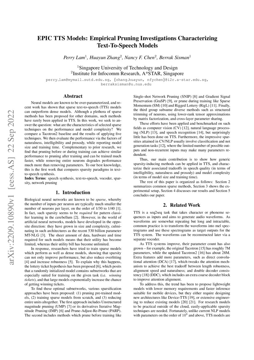 EPIC TTS Models: Empirical Pruning Investigations Characterizing Text ...