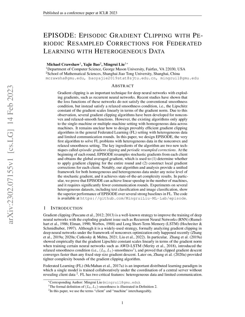 EPISODE: Episodic Gradient Clipping with Periodic Resampled Corrections for Federated Learning ...