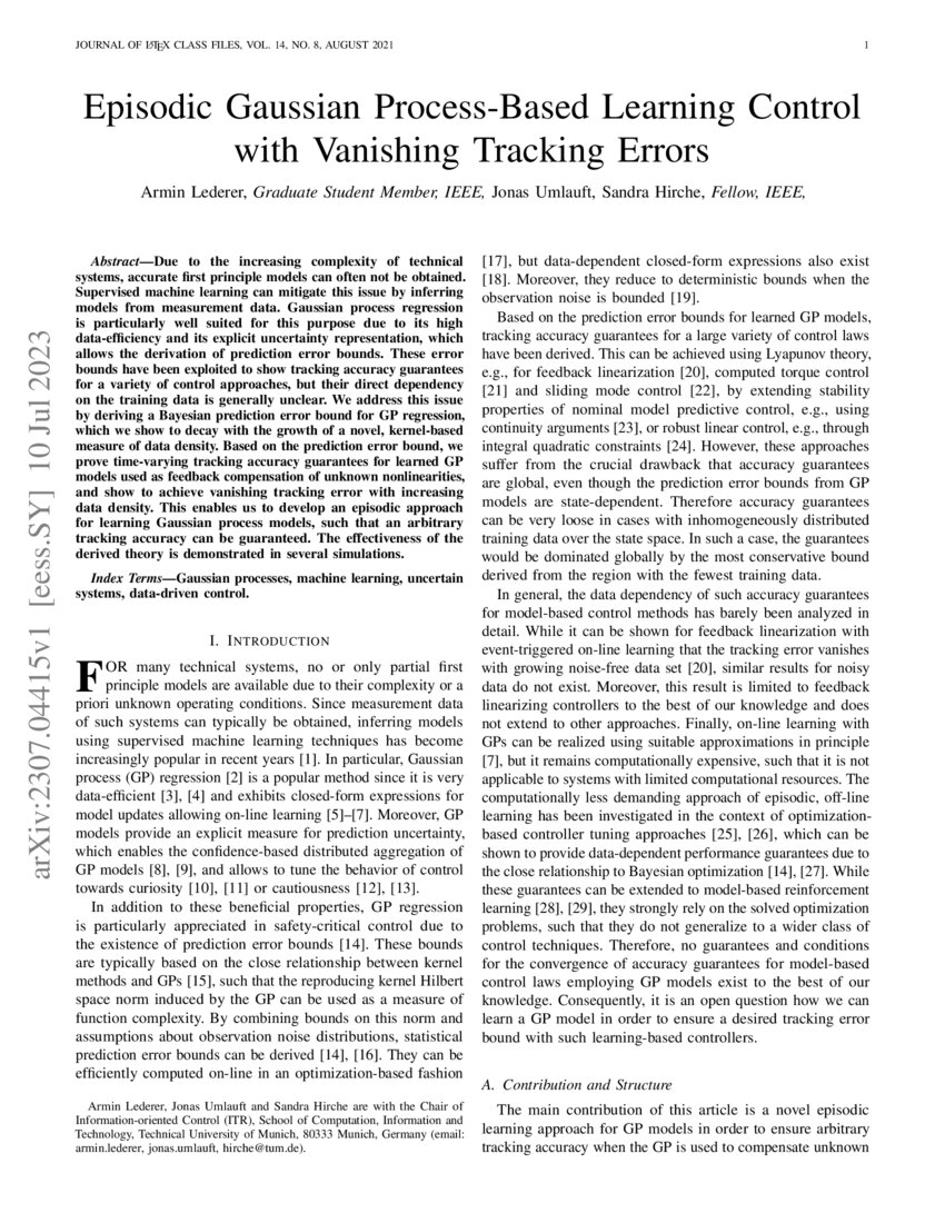 Episodic Gaussian Process-Based Learning Control with Vanishing Tracking Errors | DeepAI