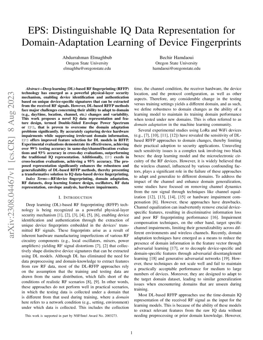 Eps Distinguishable Iq Data Representation For Domain Adaptation