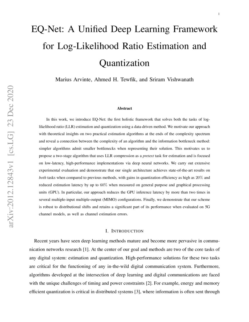 Eq Net A Unified Deep Learning Framework For Log Likelihood Ratio Estimation And Quantization
