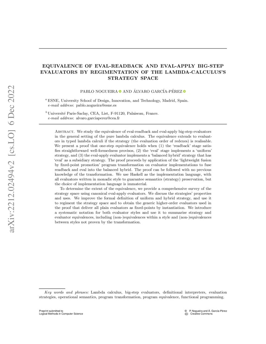 Equivalence of eval-readback and eval-apply big-step evaluators by regimentation of the lambda ...