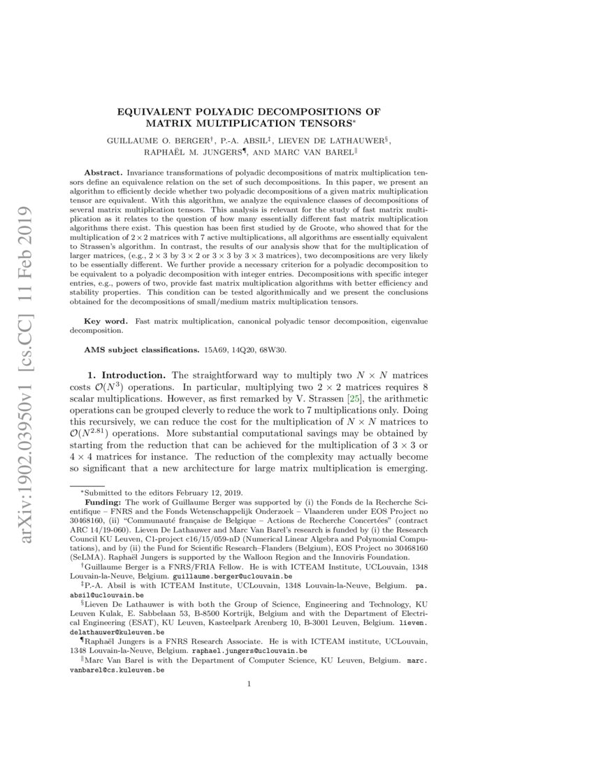Equivalent Polyadic Decompositions Of Matrix Multiplication Tensors