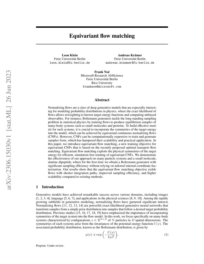 Equivariant flow matching | DeepAI