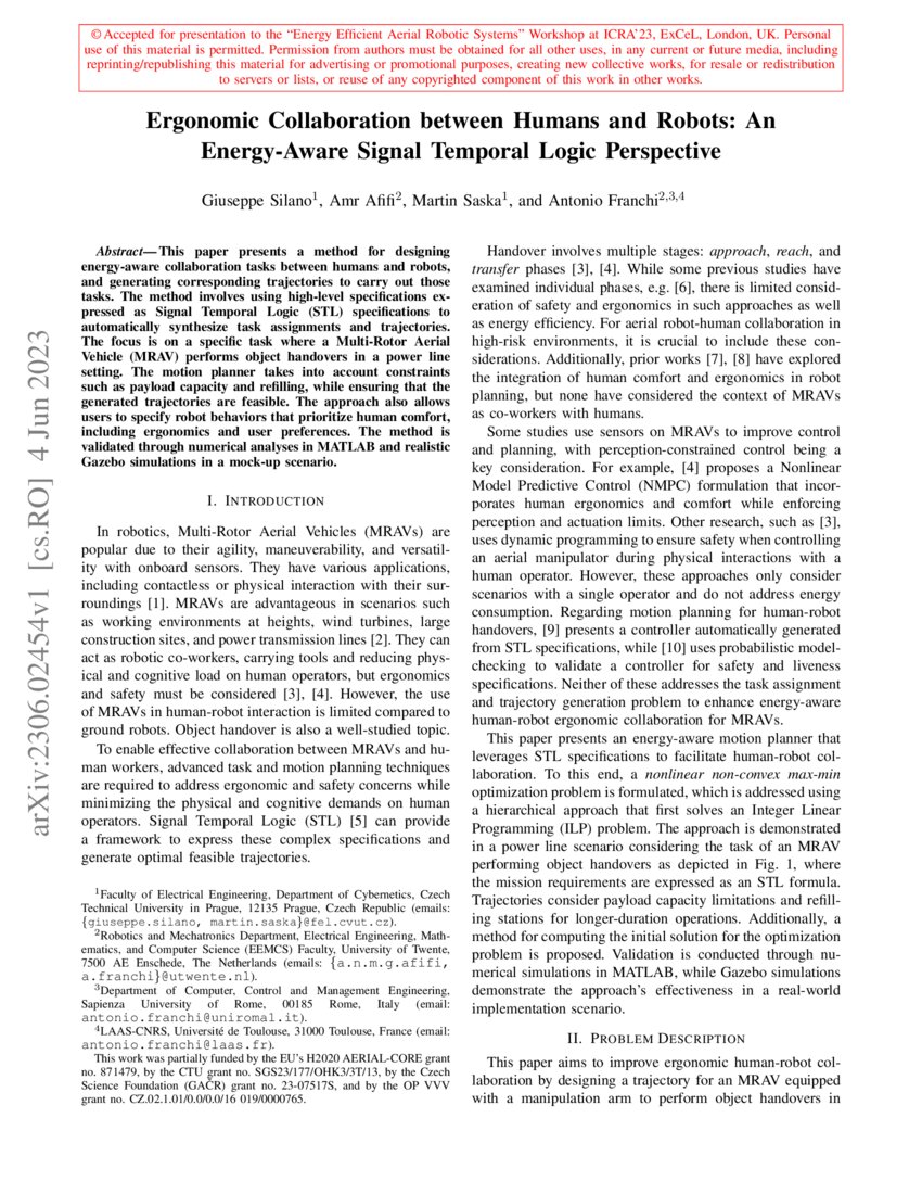 Ergonomic Collaboration between Humans and Robots: An Energy-Aware Signal Temporal Logic ...