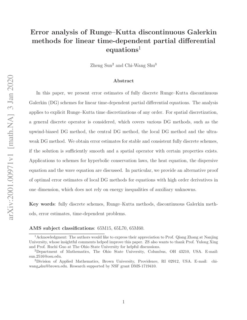 Error analysis of Runge–Kutta discontinuous Galerkin methods for linear time-dependent partial ...