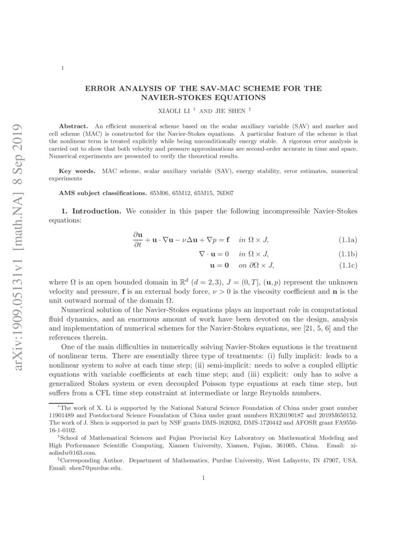 Error analysis of the SAV-MAC scheme for the Navier-Stokes equations | DeepAI