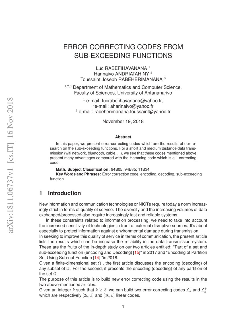 Error Correcting Codes From Sub Exceeding Fonction Deepai 