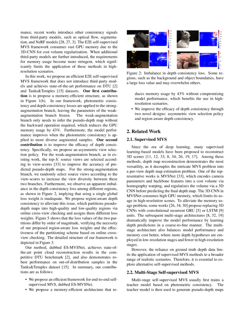 ES-MVSNet: Efficient Framework for End-to-end Self-supervised Multi ...