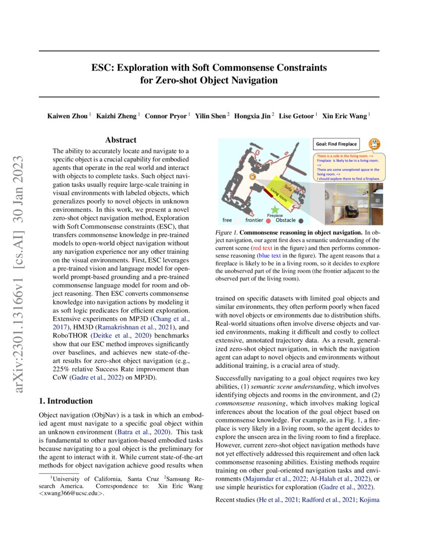 Esc Exploration With Soft Commonsense Constraints For Zero Shot Object