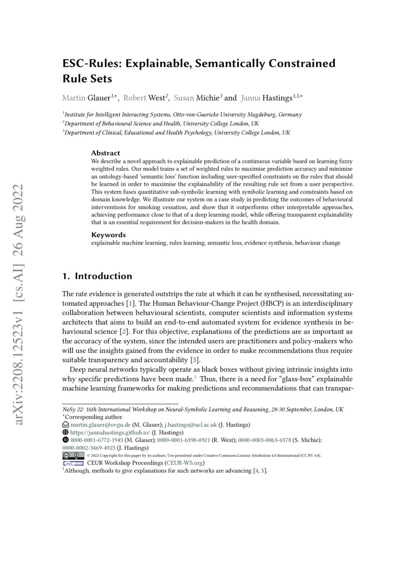 ESC-Rules: Explainable, Semantically Constrained Rule Sets | DeepAI ESC-Rules: Explainable, Semantically Constrained Rule Sets | DeepAI