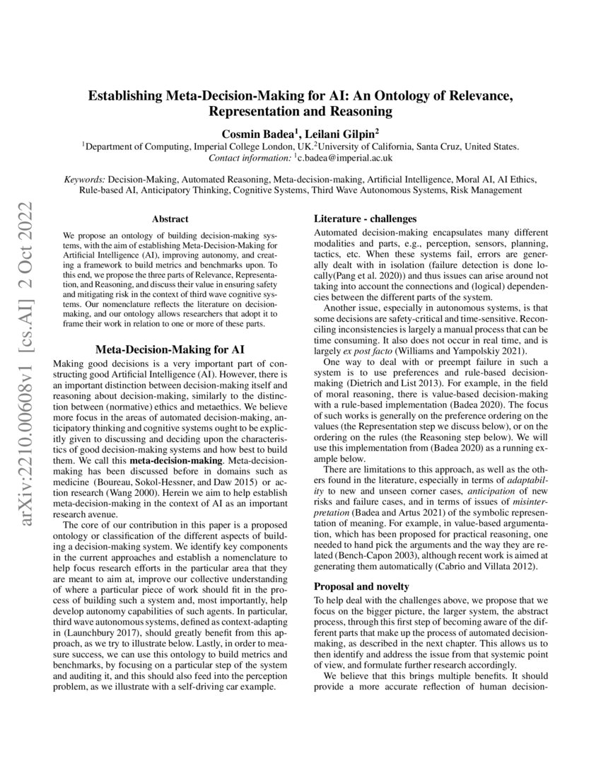 Establishing Meta-Decision-Making for AI: An Ontology of Relevance ...