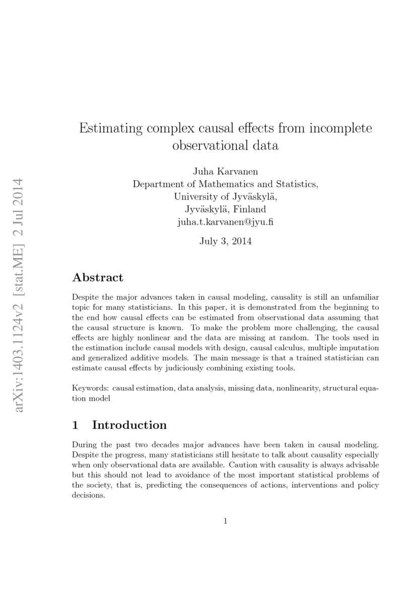 Estimating Complex Causal Effects From Incomplete Observational Data