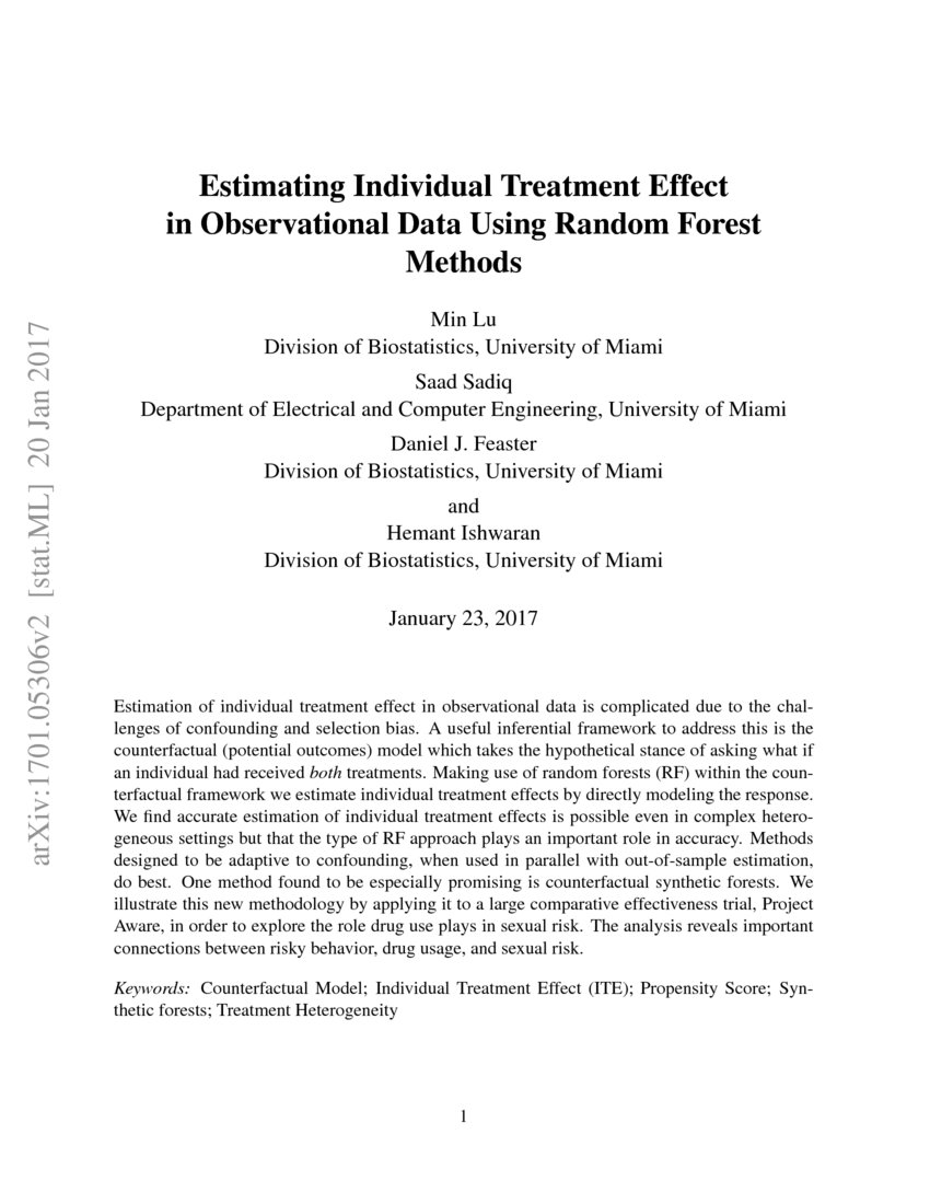Estimating Individual Treatment Effect in Observational Data Using ...