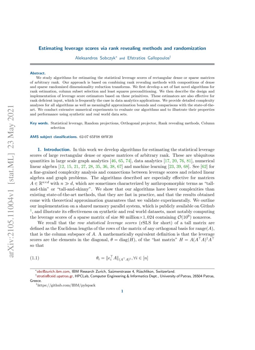 Estimating Leverage Scores Via Rank Revealing Methods And Randomization