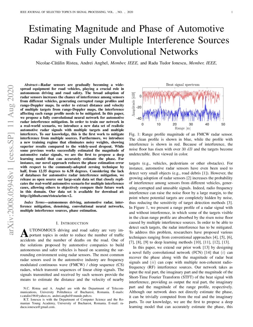 Estimating Magnitude And Phase Of Automotive Radar Signals Under Multiple Interference Sources
