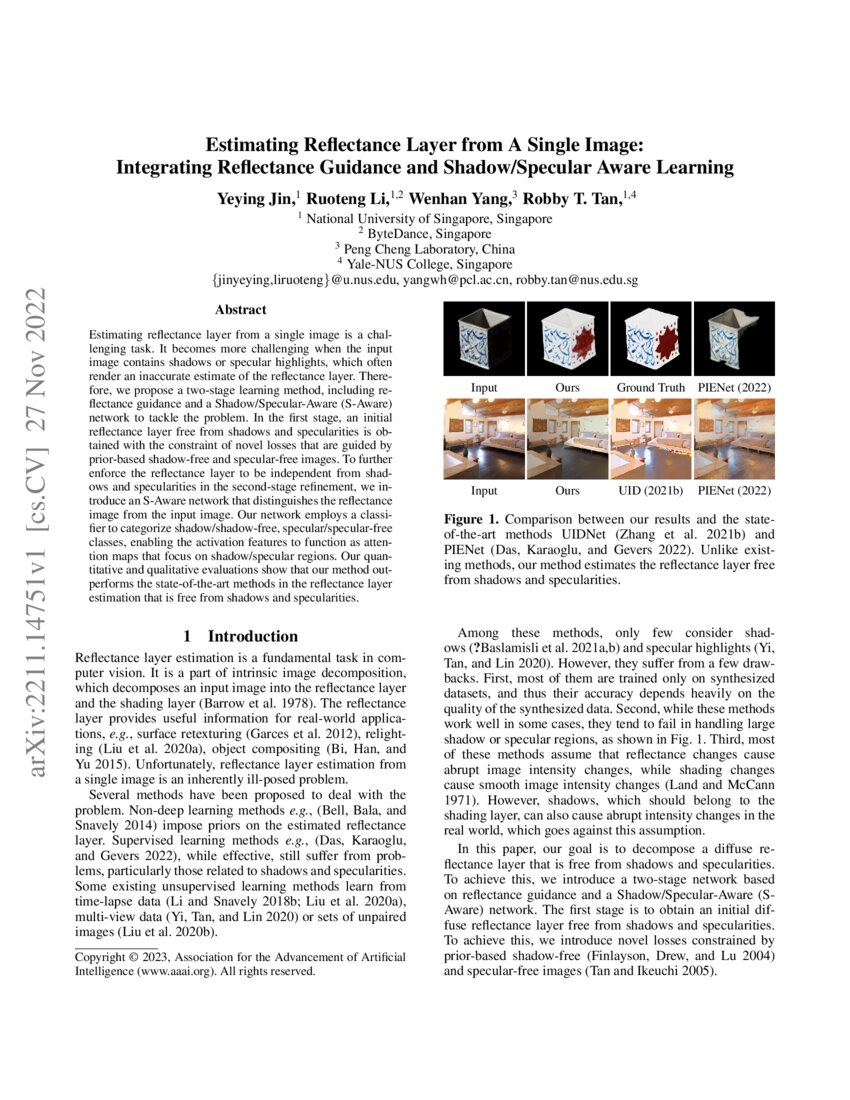 Estimating Reflectance Layer From A Single Image Integrating