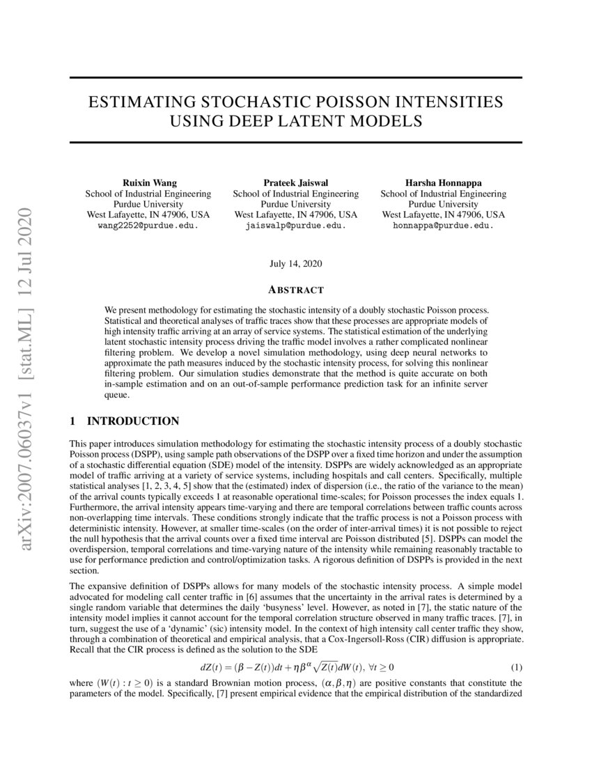 Estimating Stochastic Poisson Intensities Using Deep Latent Models Deepai