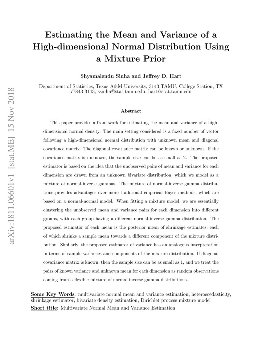 Estimating The Mean And Variance Of A High Dimensional Normal