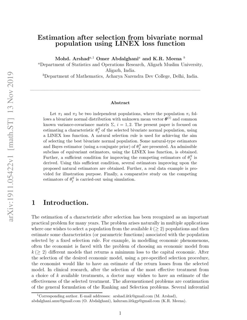 Estimation After Selection From Bivariate Normal Population Using Linex