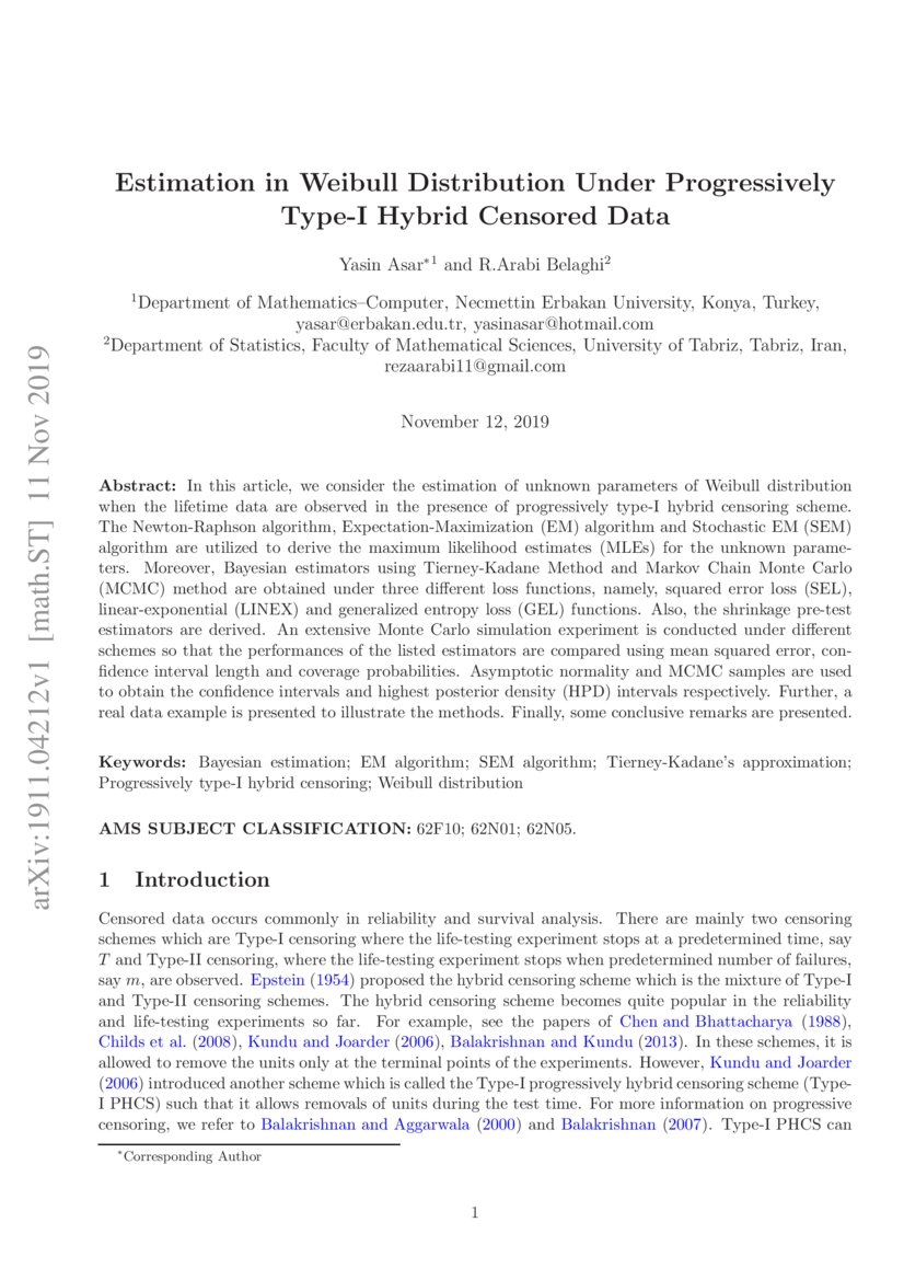 Estimation In Weibull Distribution Under Progressively Type I Hybrid Censored Data Deepai