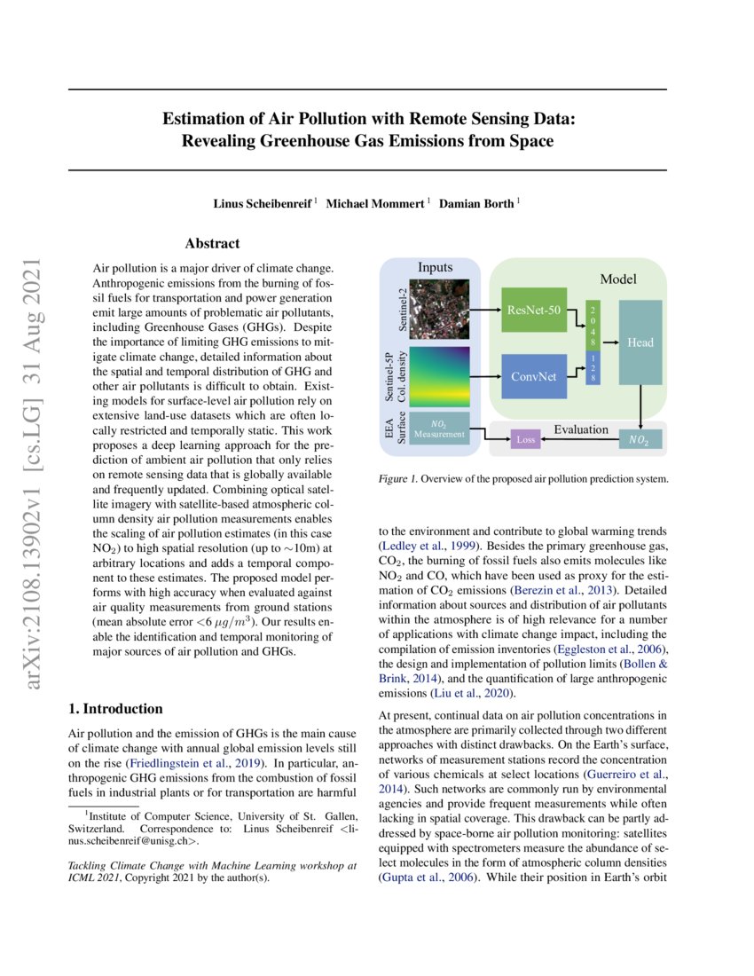 Estimation of Air Pollution with Remote Sensing Data: Revealing ...