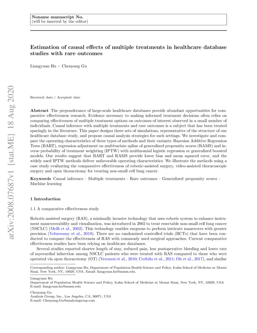 Estimation Of Causal Effects Of Multiple Treatments In Healthcare