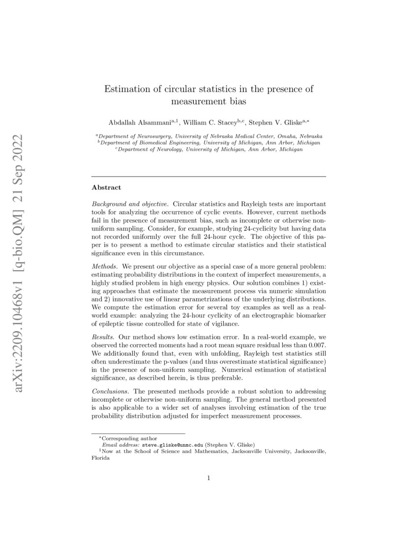 Estimation Of Circular Statistics In The Presence Of Measurement Bias