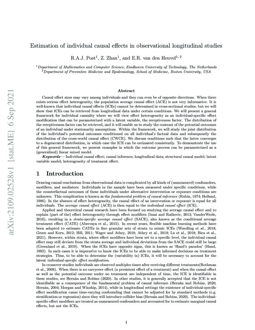 Estimation Of Individual Causal Effects In Observational Longitudinal