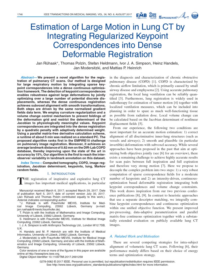 Estimation Of Large Motion In Lung Ct By Integrating Regularized Keypoint Correspondences Into