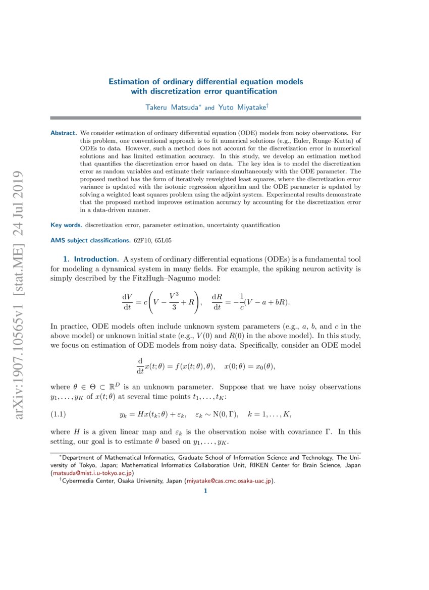 Estimation Of Ordinary Differential Equation Models With Discretization
