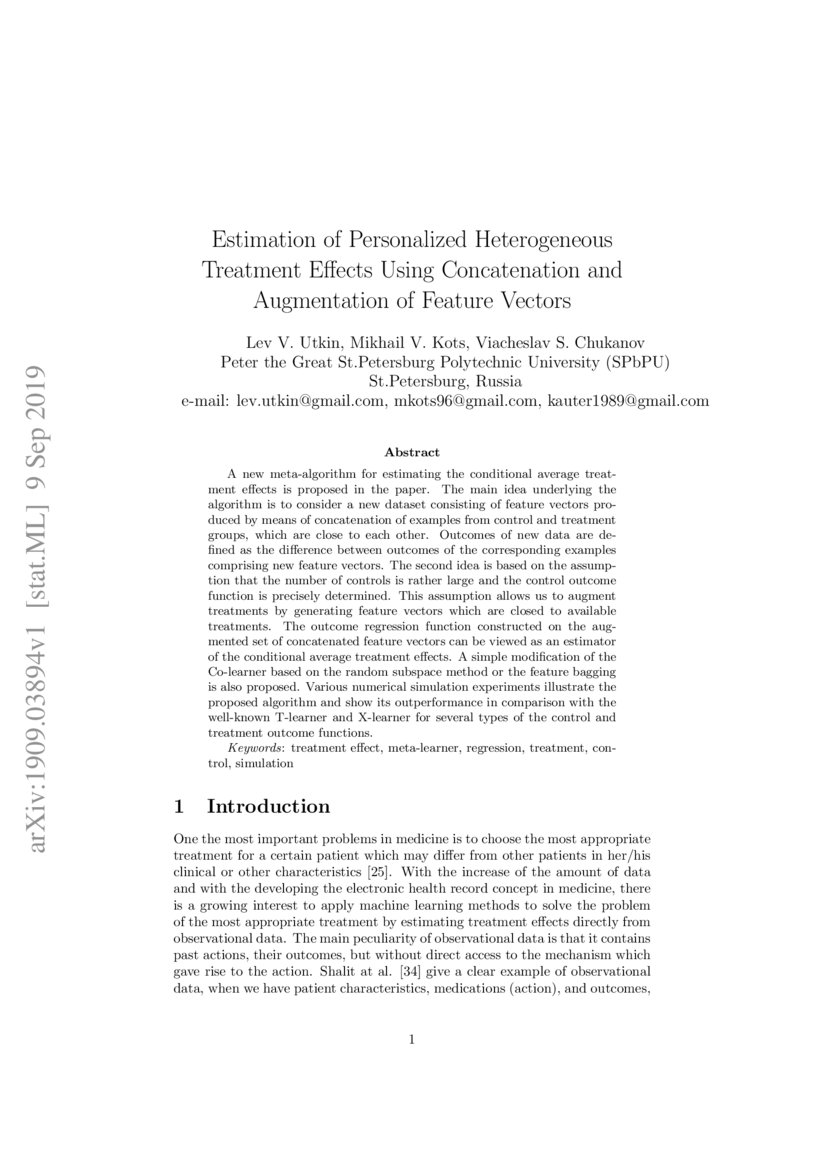 Estimation of Personalized Heterogeneous Treatment Effects Using ...