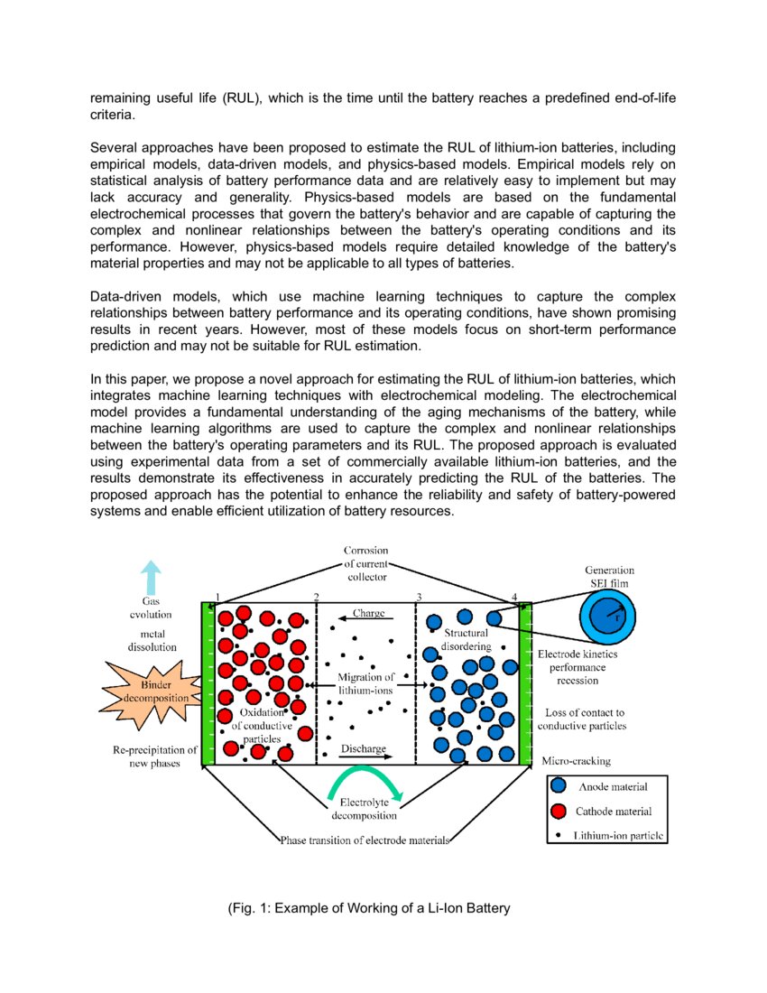 Estimation Of Remaining Useful Life And Soh Of Lithium Ion Batteries