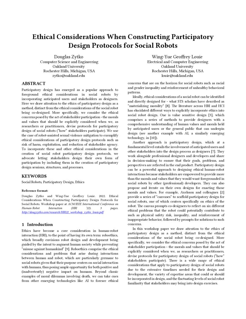 Ethical Considerations When Constructing Participatory Design Protocols ...