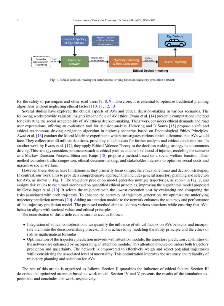 Ethical Decision-making for Autonomous Driving based on LSTM Trajectory Prediction Network | DeepAI