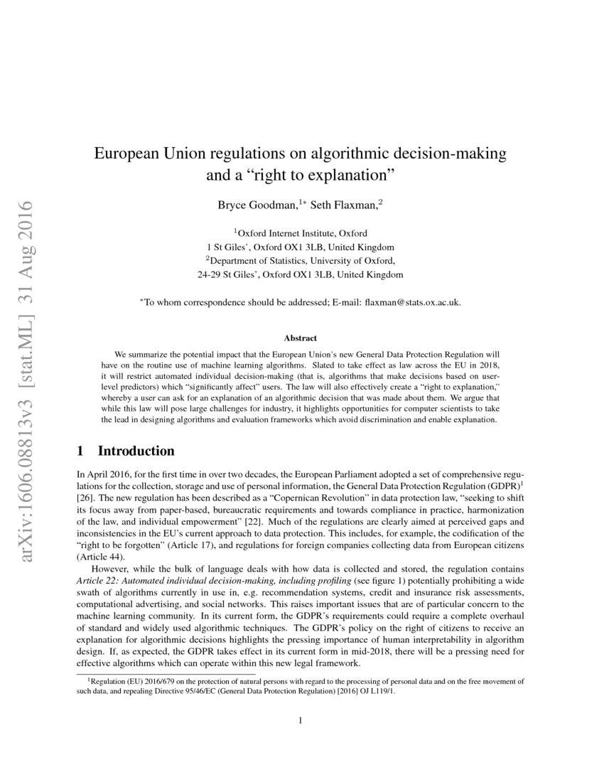 European Union regulations on algorithmic decision-making and a "right ...