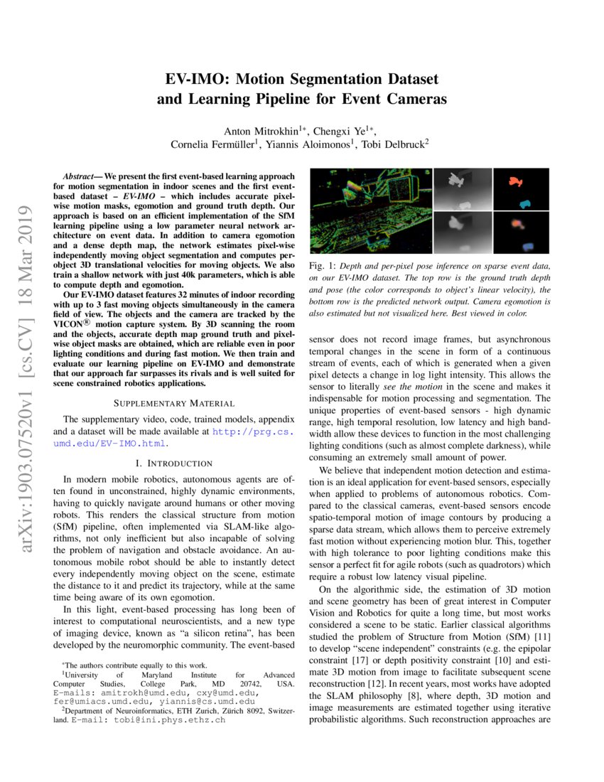 Ev Imo Motion Segmentation Dataset And Learning Pipeline For Event